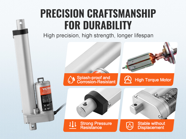 VEVOR Linear Actuator 12V, 6 Inch High Load 330lbs/1500N Linear ...