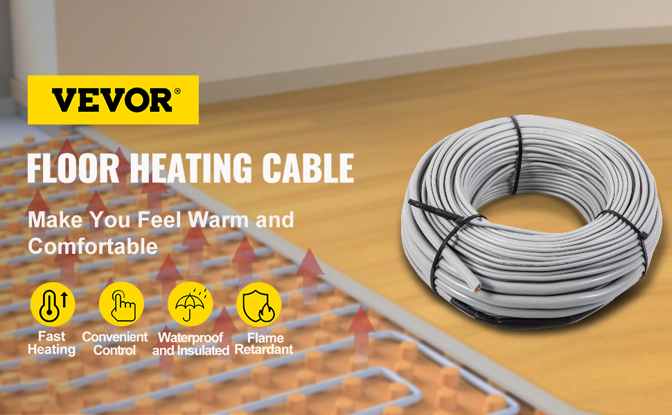 VEVOR Floor Heating Cable,135W 120V Floor Tile Heat Cable,35.3 FT Long ...