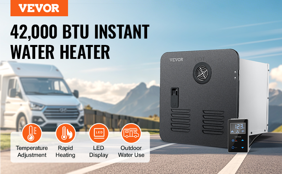 RV Tankless Water Heater 15x15 in Propane Gas 42000BTU with Controller ...