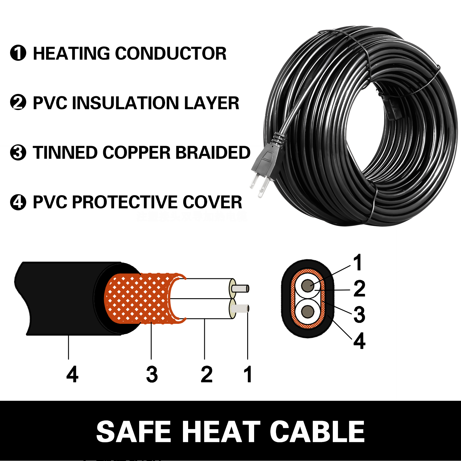 Vevor Roof Heat Cable Heat Tape For Roof & Gutter 19ft De-icing Heat ...