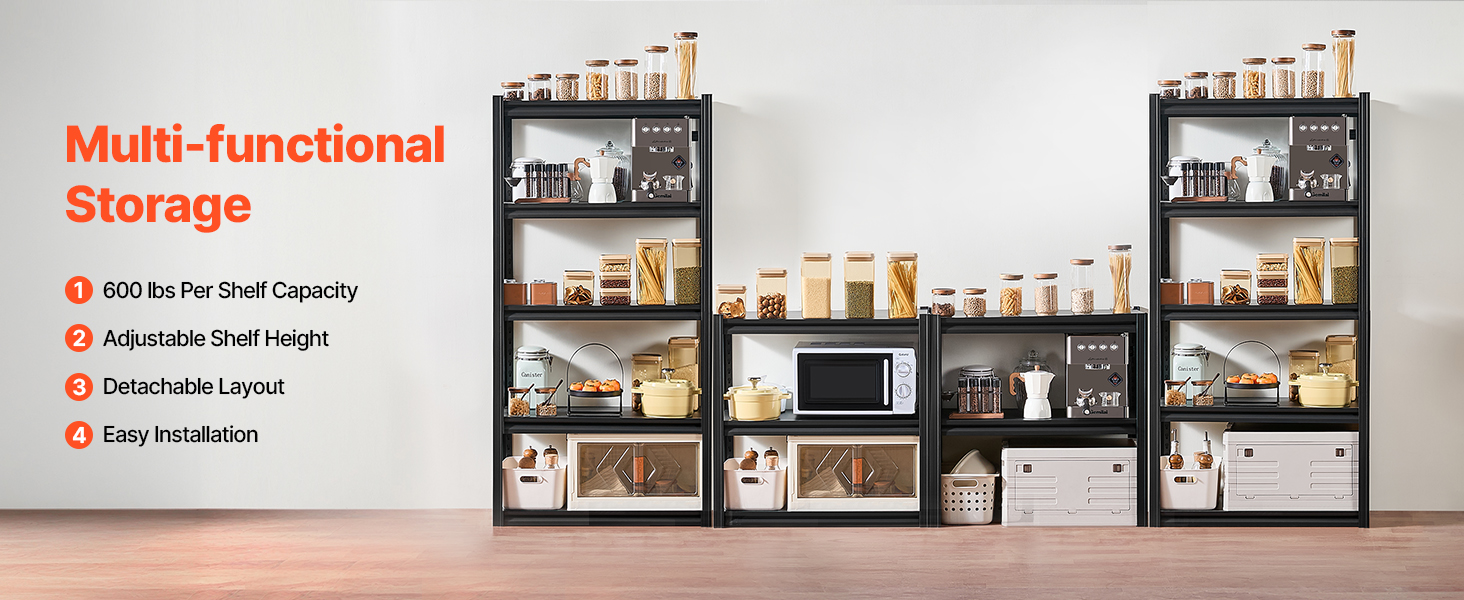 VEVOR Storage Shelves 16" D x 32" W x 63" H 5-tier Garage Storage ...