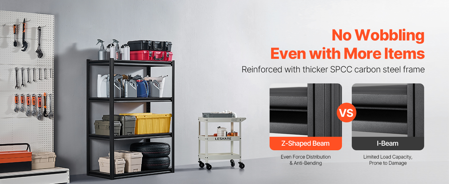 VEVOR Storage Shelves 20" D x 40" W x 57" H 4-tier Garage Storage ...