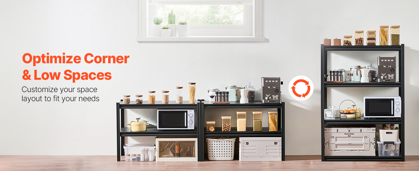 VEVOR Storage Shelves, 2400 lbs, 4 Tier Garage Storage Shelving, 20" D ...