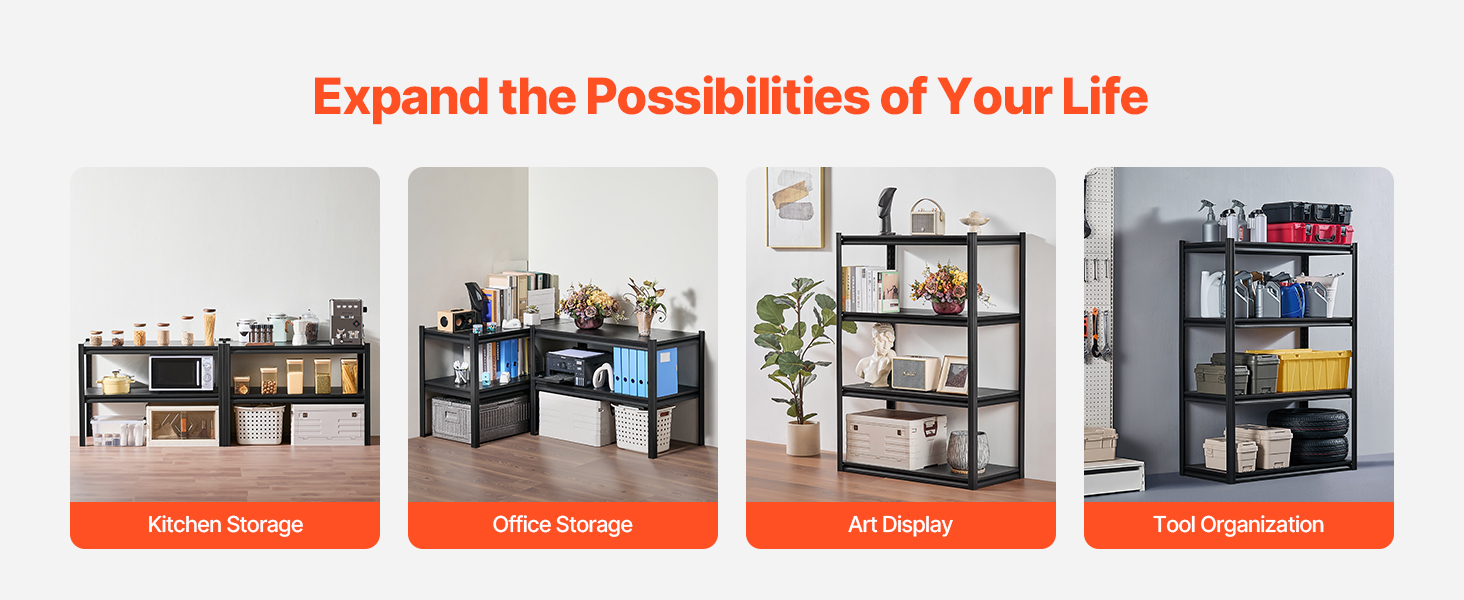 VEVOR Storage Shelves, 2400 lbs, 4 Tier Garage Storage Shelving, 20" D ...