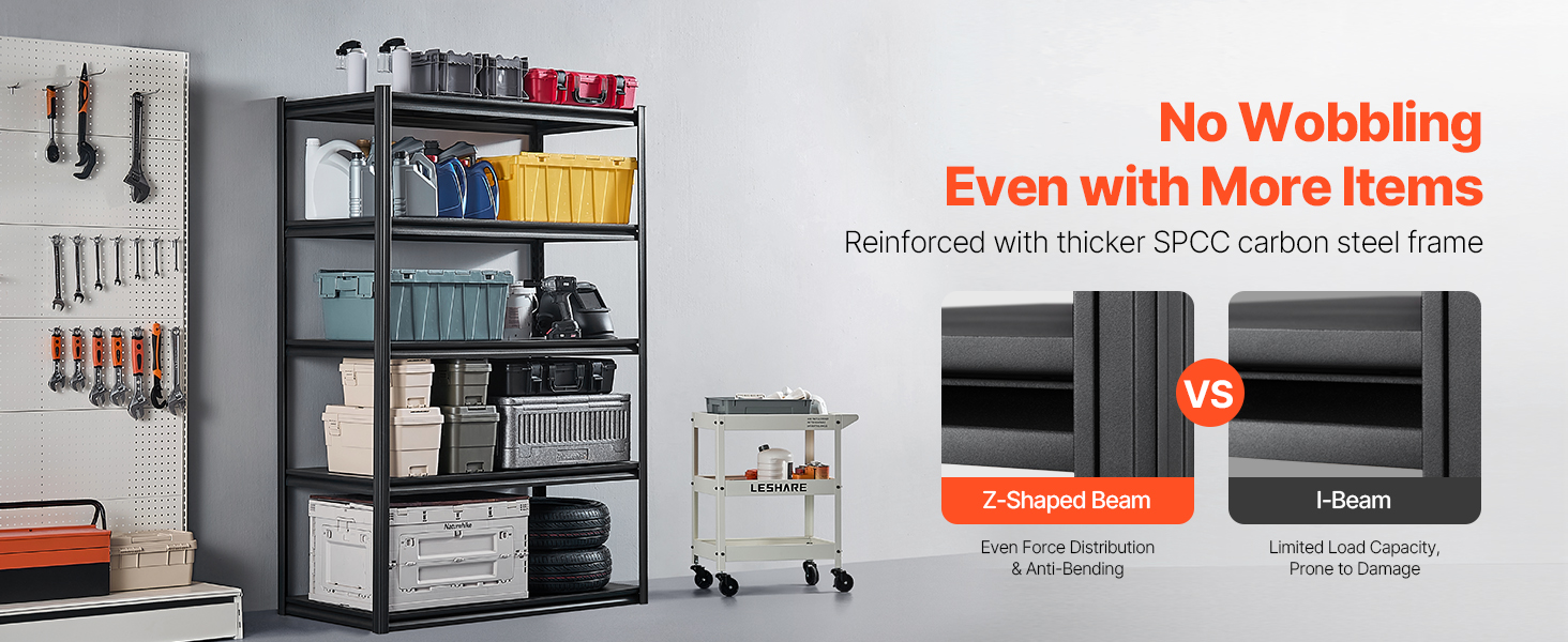 Storage Shelves 24" D x 48" W x 72" H 5-tier Garage Storage Shelving ...