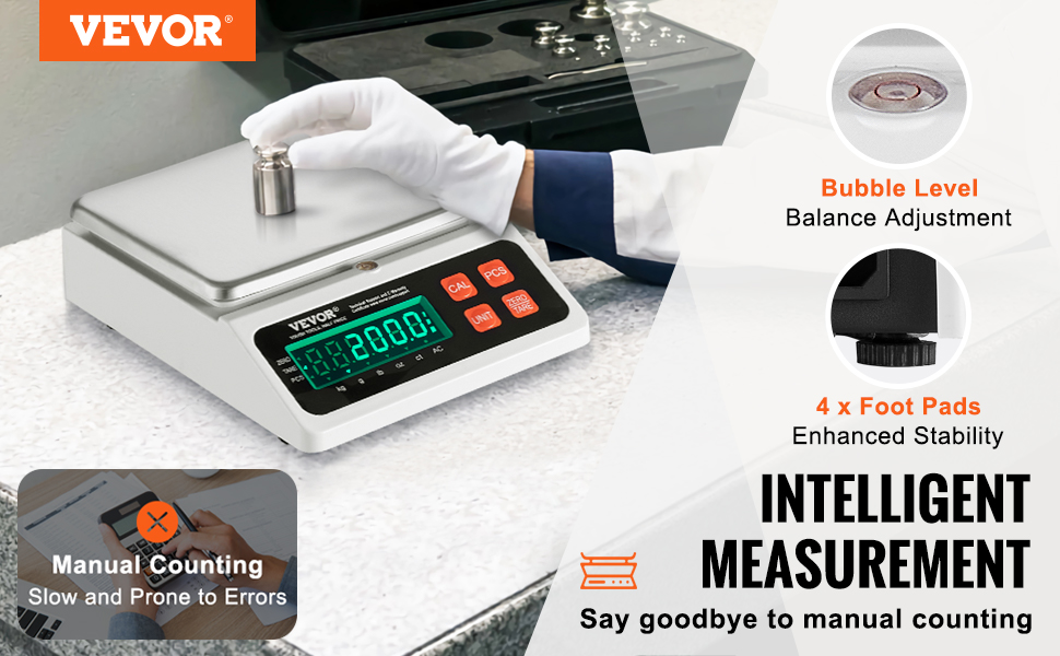VEVOR Industrial Counting Scale, 10 kg x 0.1 g, Digital Scale for Parts ...