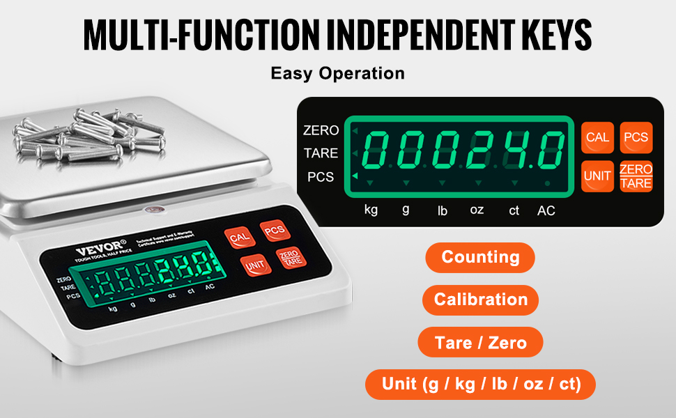 VEVOR Industrial Counting Scale, 10 kg x 0.1 g, Digital Scale for Parts ...