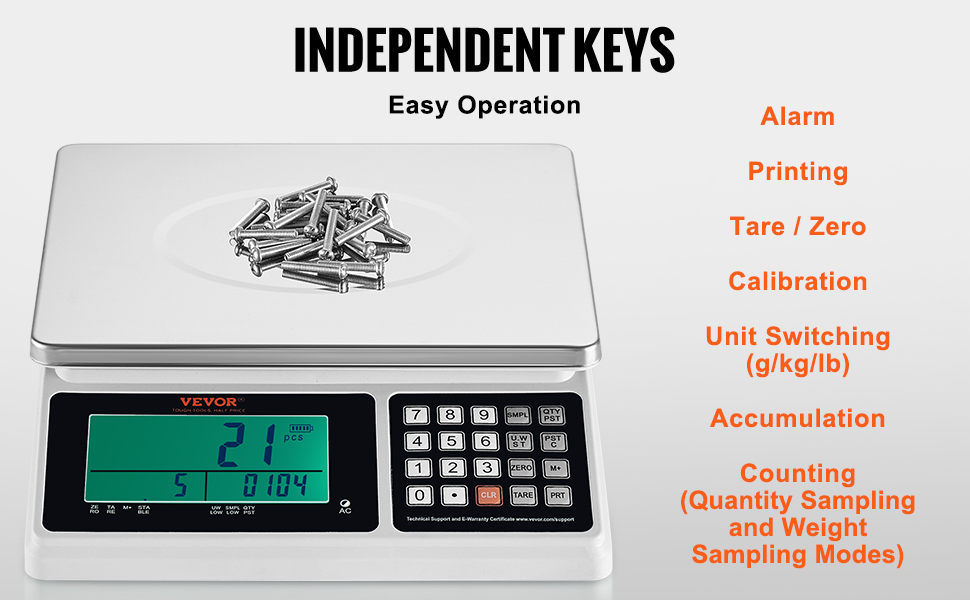 VEVOR Industrial Counting Scale, 30 kg x 1 g, Digital Scale for Parts ...