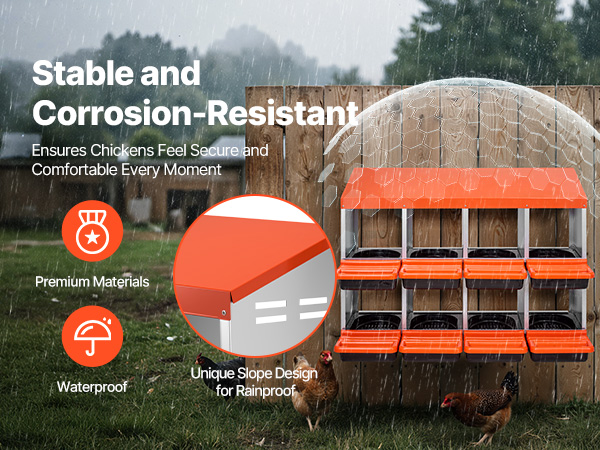 VEVOR 8-Compartment Chicken Nest Box Mental Box with Inclined Nesting ...