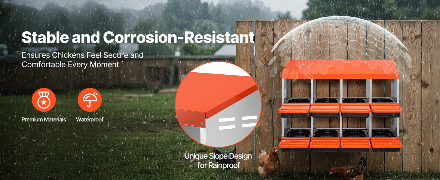 VEVOR 8-Compartment Chicken Nest Box Mental Box with Inclined Nesting ...