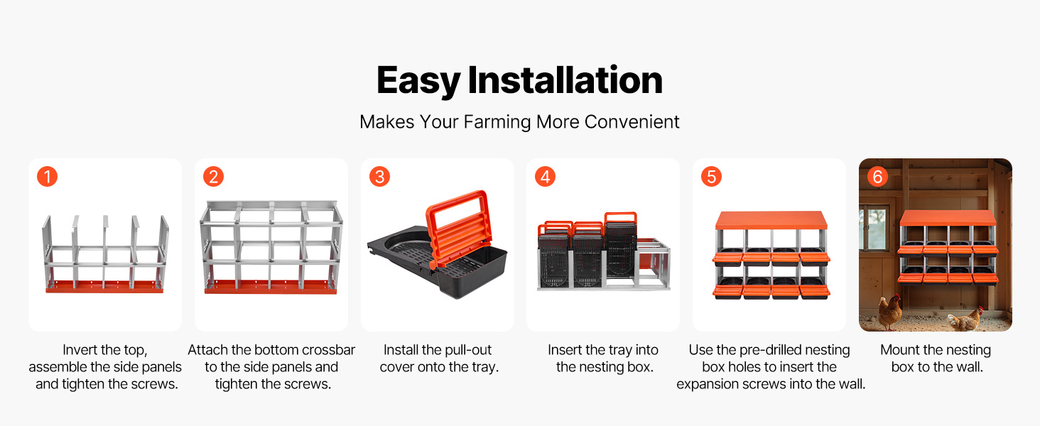 VEVOR 8-Compartment Chicken Nest Box Mental Box with Inclined Nesting ...