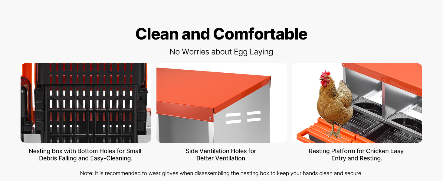 VEVOR 8-Compartment Chicken Nest Box Mental Box with Inclined Nesting ...