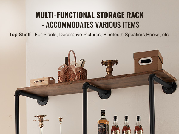 VEVOR Industrial Pipe Shelf 4 Tier 3PCS 11.8in W Wall-Mount Planks NOT ...