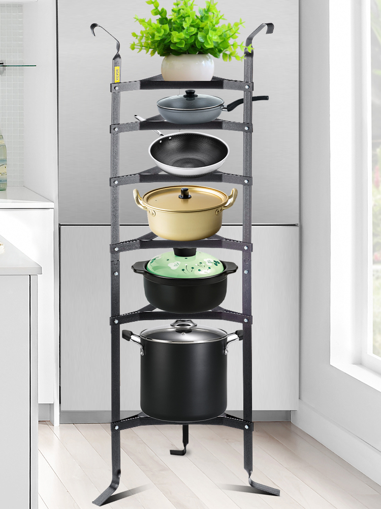 VEVOR 6-Tier Cookware Stand, 61-inch Multi-Layer Pot Rack, Carbon Steel ...