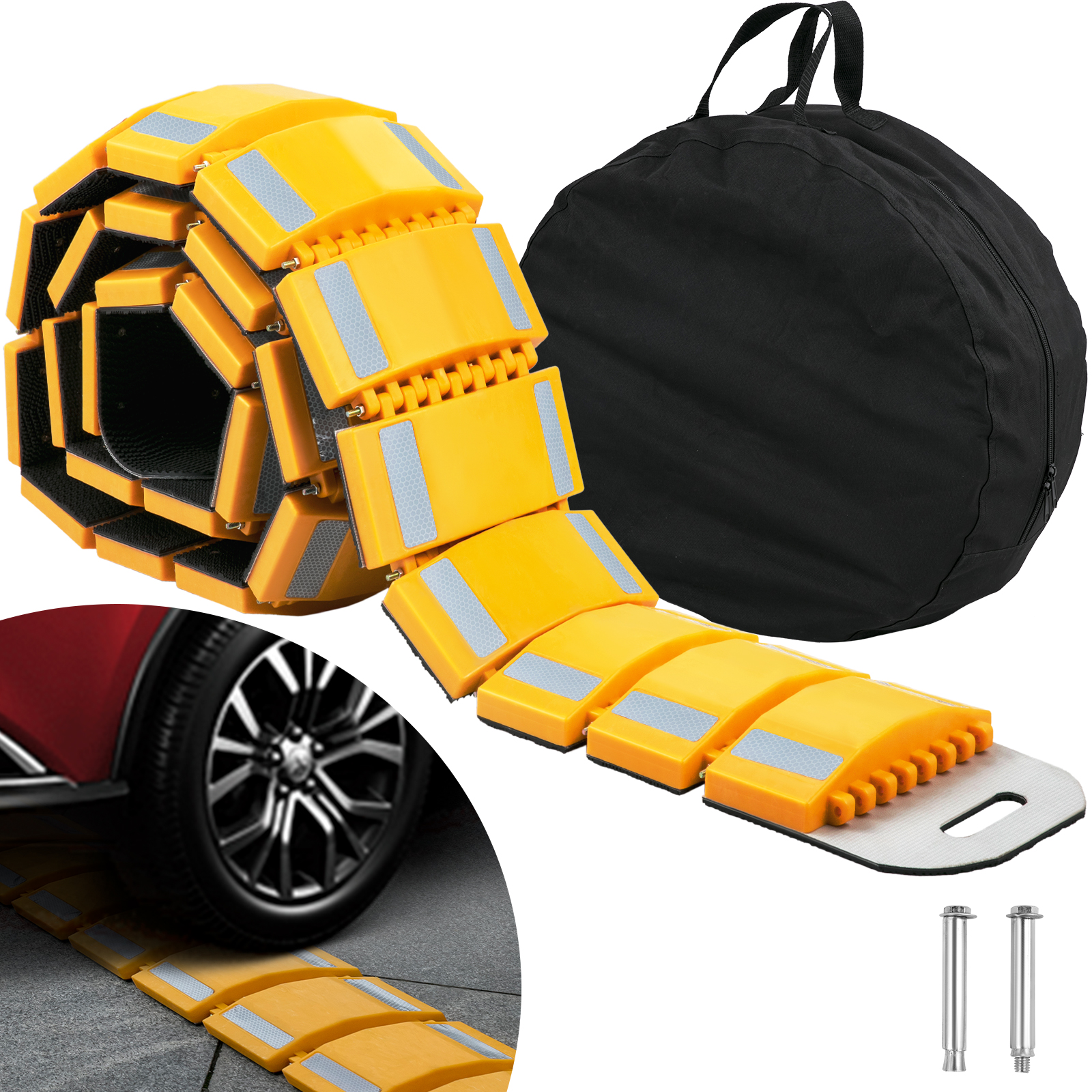 VEVOR Portable Speed Bump Speed Hump 9.8 Ft Rubber Speed Bumps for ...