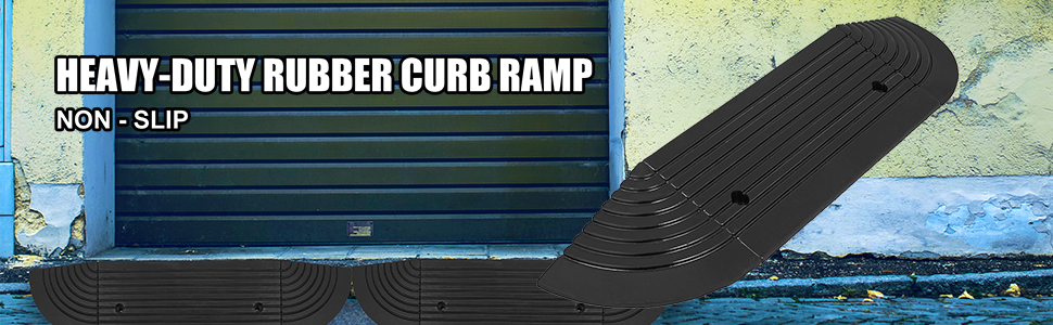 11000lb Rubber Curb Ramp With 2 End Caps Parking Lot Multipurpose ...