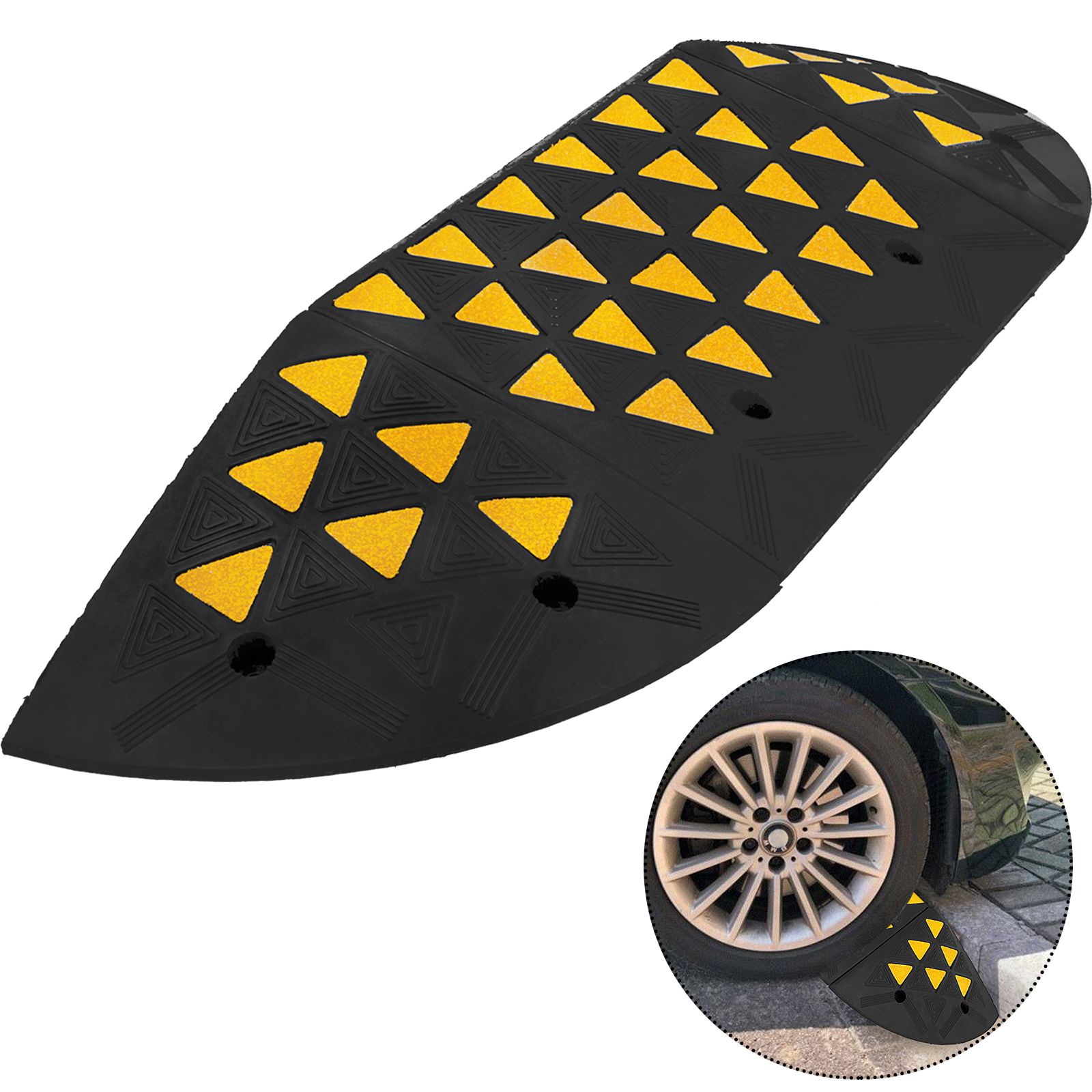 15400lb Rubber Curb Threshold Ramp With Round End Caps Large Capacity ...