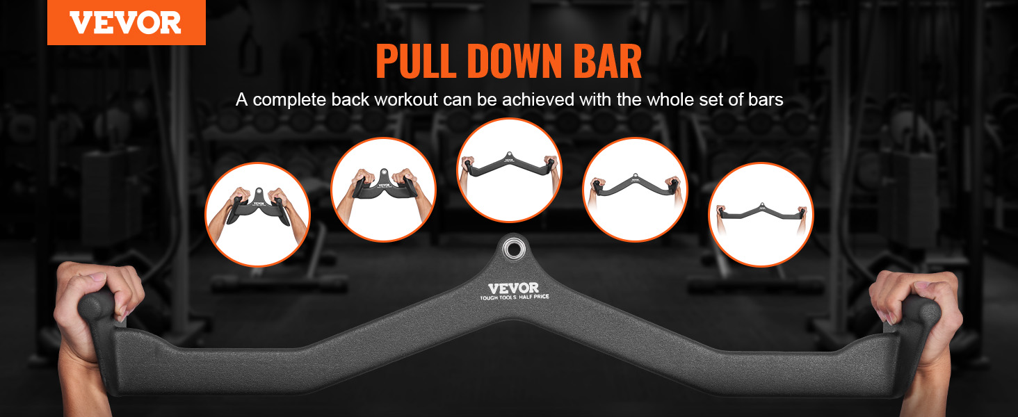VEVOR LAT Pulldown Bar Håndtag Vedhæftning V-bar T-bar kabelmaskine til ...