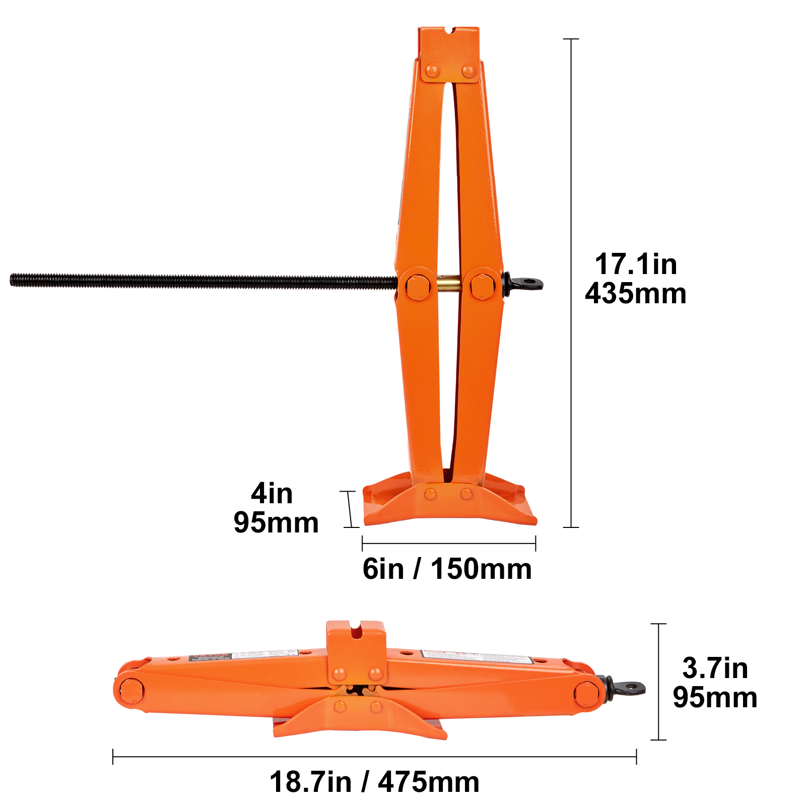 VEVOR Scissor Jack 2.5 Ton Steel Scissor Car Lift Jack Kit with Lug ...