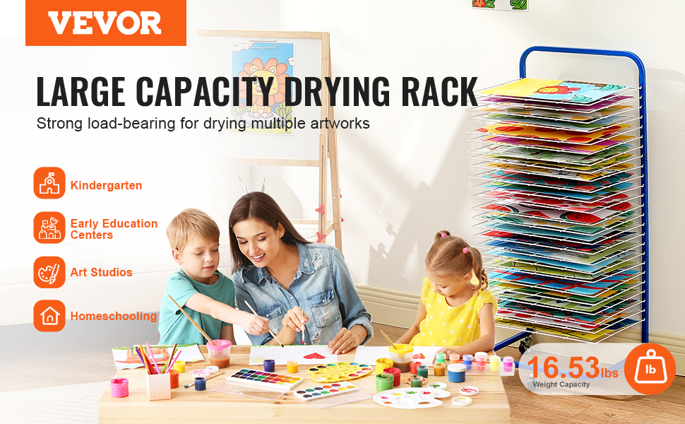 VEVOR Art Drying Rack 25 Removable Shelves Paint Drying Rack With ...