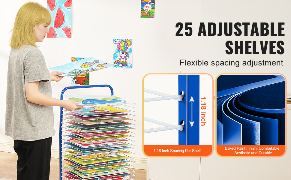 VEVOR Art Drying Rack 25 Removable Shelves Paint Drying Rack With ...