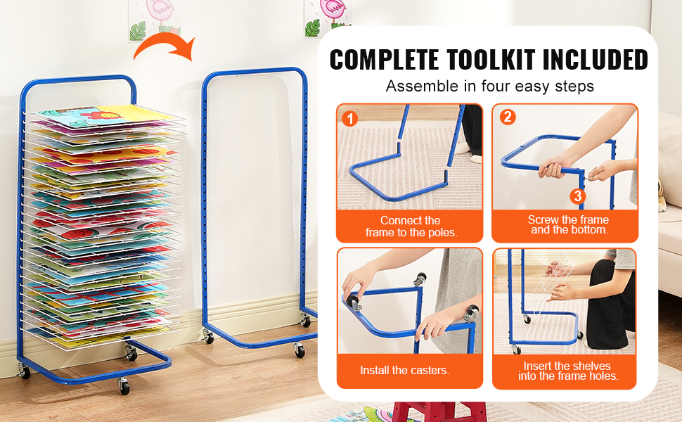 VEVOR Art Drying Rack 25 Removable Shelves Paint Drying Rack With ...
