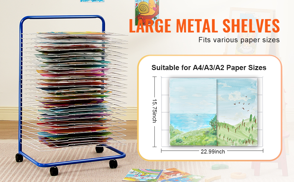 VEVOR Art Drying Rack 25 Removable Shelves Paint Drying Rack With 4 ...