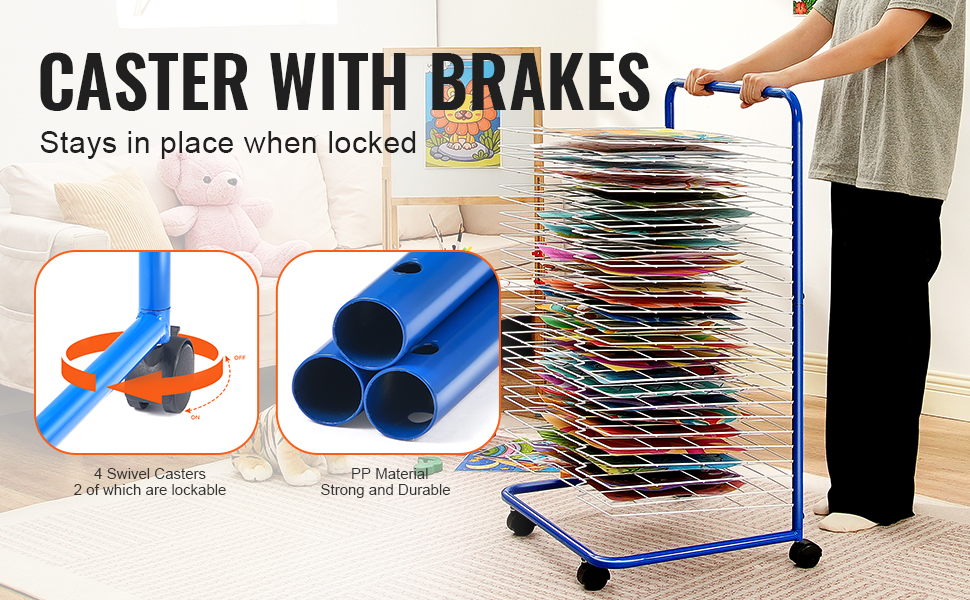 VEVOR Art Drying Rack 25 Removable Shelves Paint Drying Rack With 4 ...