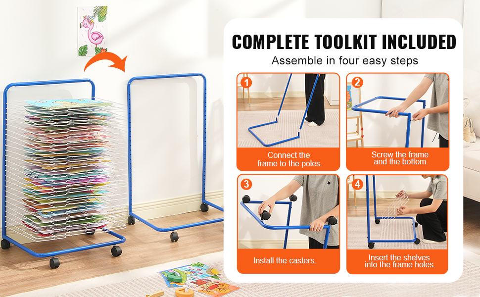 VEVOR Art Drying Rack 25 Removable Shelves Paint Drying Rack With 4 ...