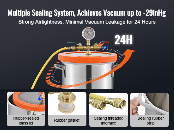 VEVOR Chambre à Vide 3 gal 11,4 L Récipient pour Pompe à Vide Couvercle ...