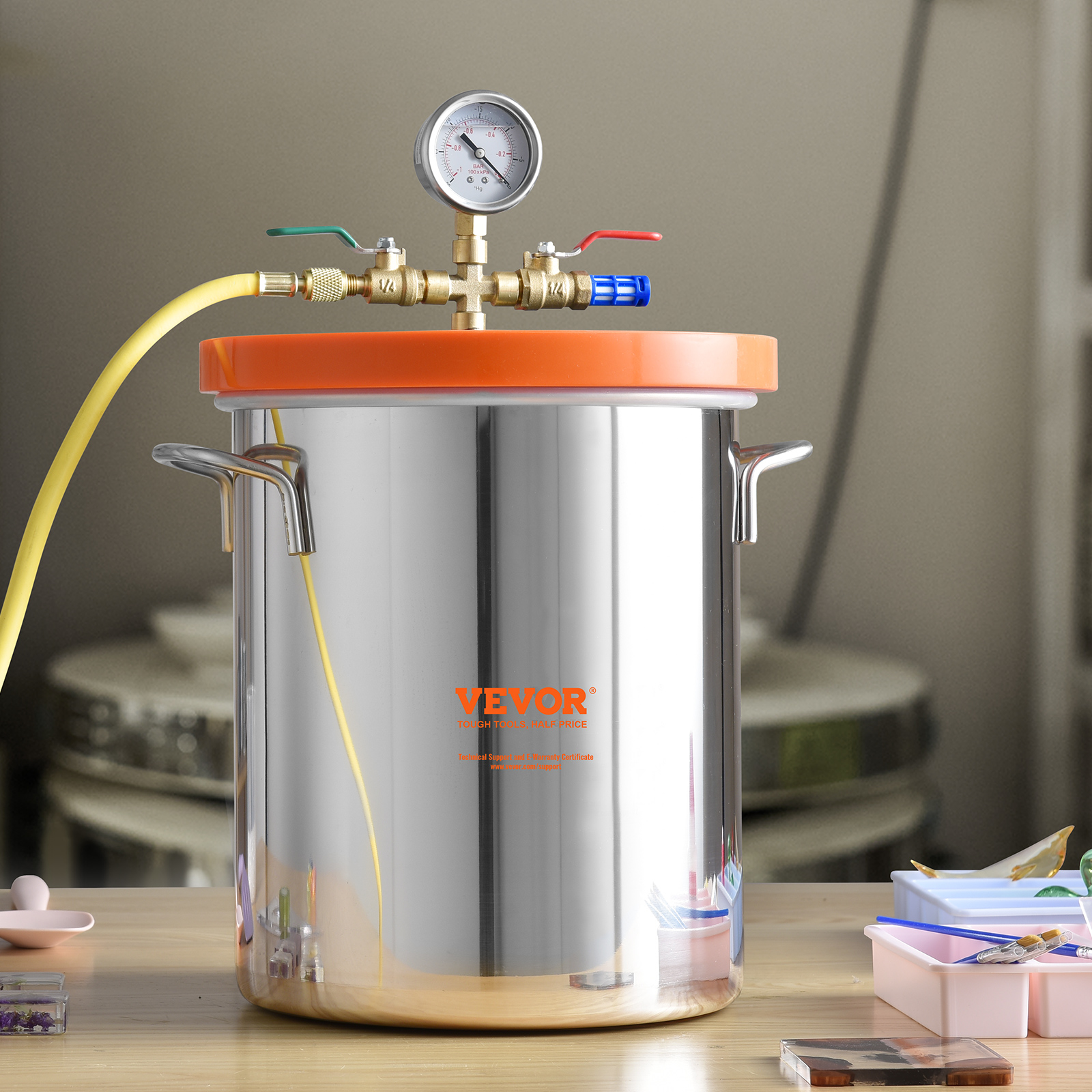 VEVOR Vacuum Chamber Tempered Glass Lid Vacuum 3 Gal Degassing Chamber ...