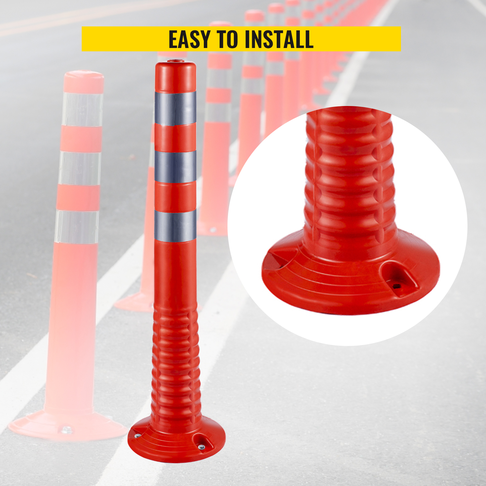 VEVOR Traffic Delineator, 12 PCS Posts Channelizer Cone, Delineator ...