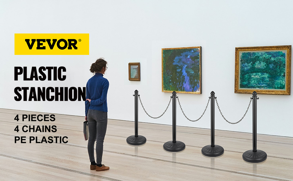 VEVOR Plastic Stanchion, 4pcs Chain Stanchion, Outdoor Stanchion w/ 4 x ...