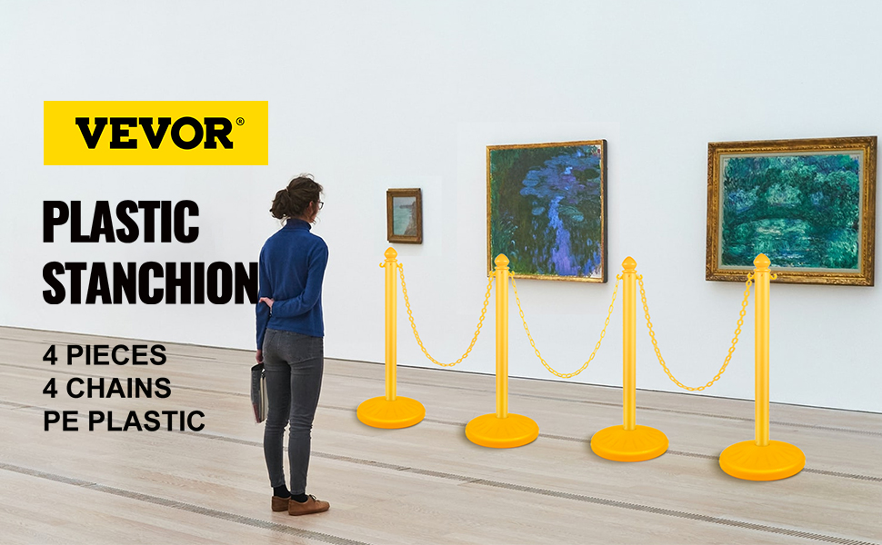 VEVOR Plastic Stanchion, 4pcs Chain Stanchion, Outdoor Stanchion w/ 4 x ...