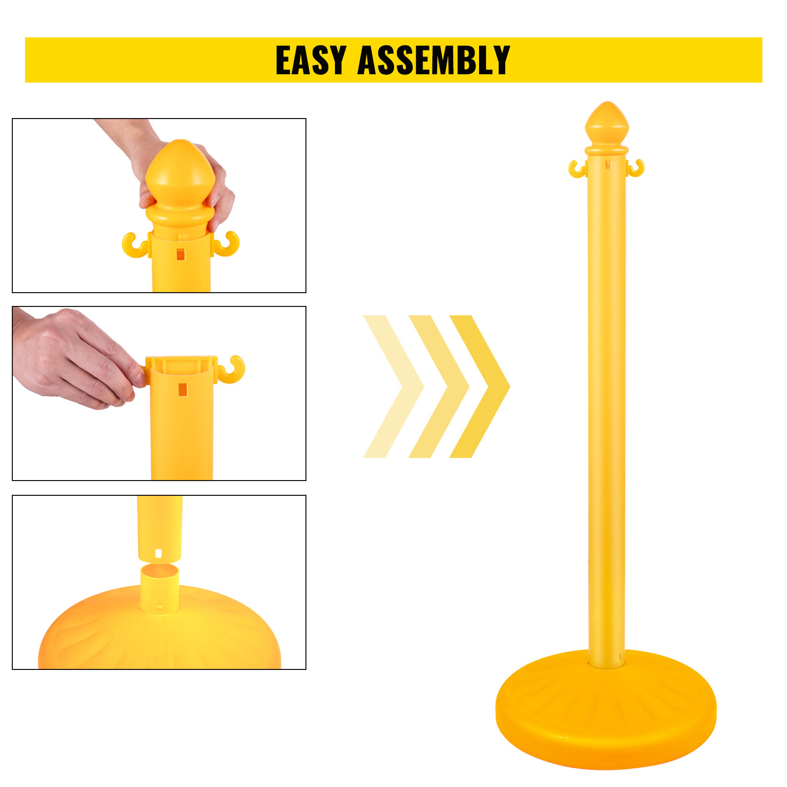 VEVOR Plastic Stanchion, 4pcs Chain Stanchion, Outdoor Stanchion w/ 4 x ...