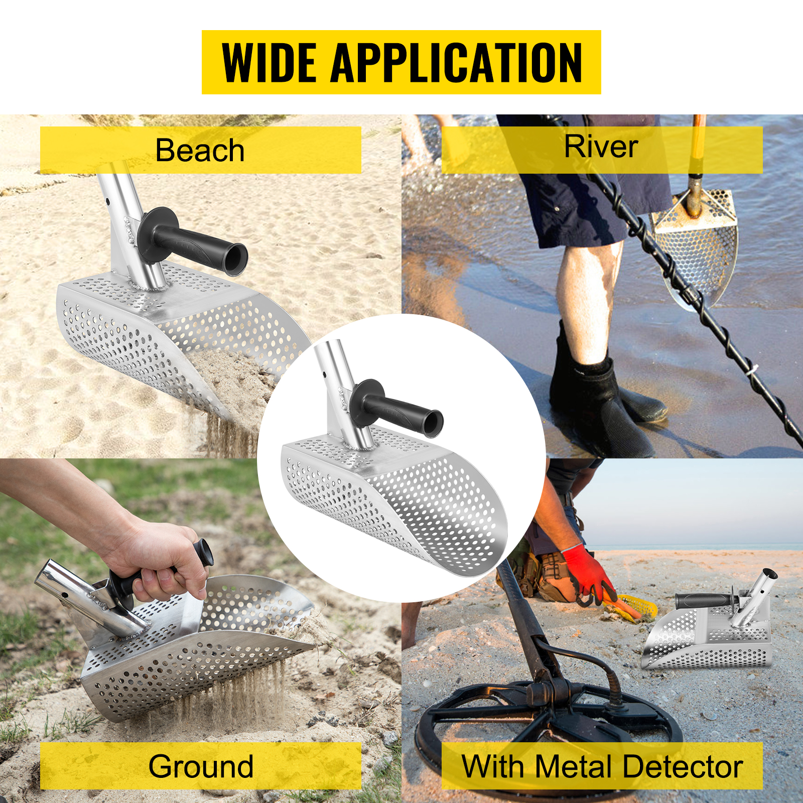 VEVOR Metal Detector Sand Scoop, Stainless Steel Metal Detecting Beach ...
