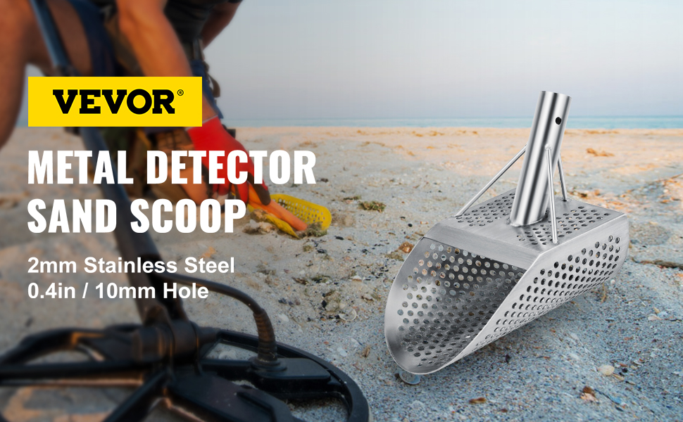 VEVOR Metal Detector Sand Scoop, Stainless Steel Metal Detecting Beach ...