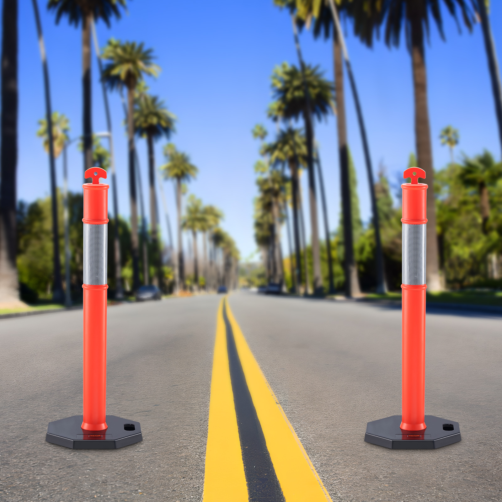 VEVOR 2/4/6PCs Traffic Delineator Post Cones with Fillable Base 8/6.6FT ...