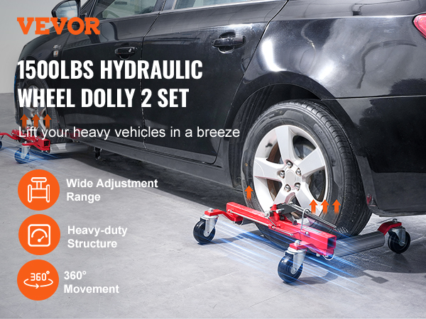 VEVOR Wheel Dolly Heavy Duty Vehicle Positioning Dæk Billøfter 1500Lbs ...