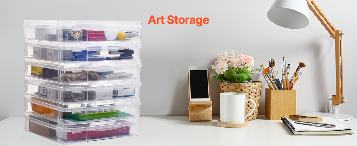 Scrapbook Paper Storage 6 Pack Stackable Plastic Board Game Boxes Clear Case | VEVOR US