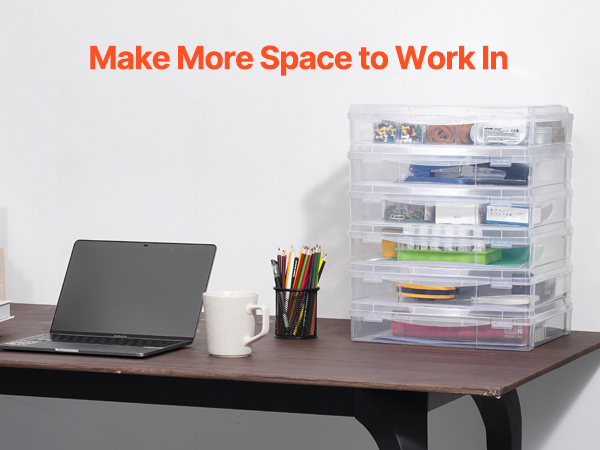 Scrapbook Paper Storage 6 Pack Stackable Plastic Board Game Boxes Clear Case | VEVOR US