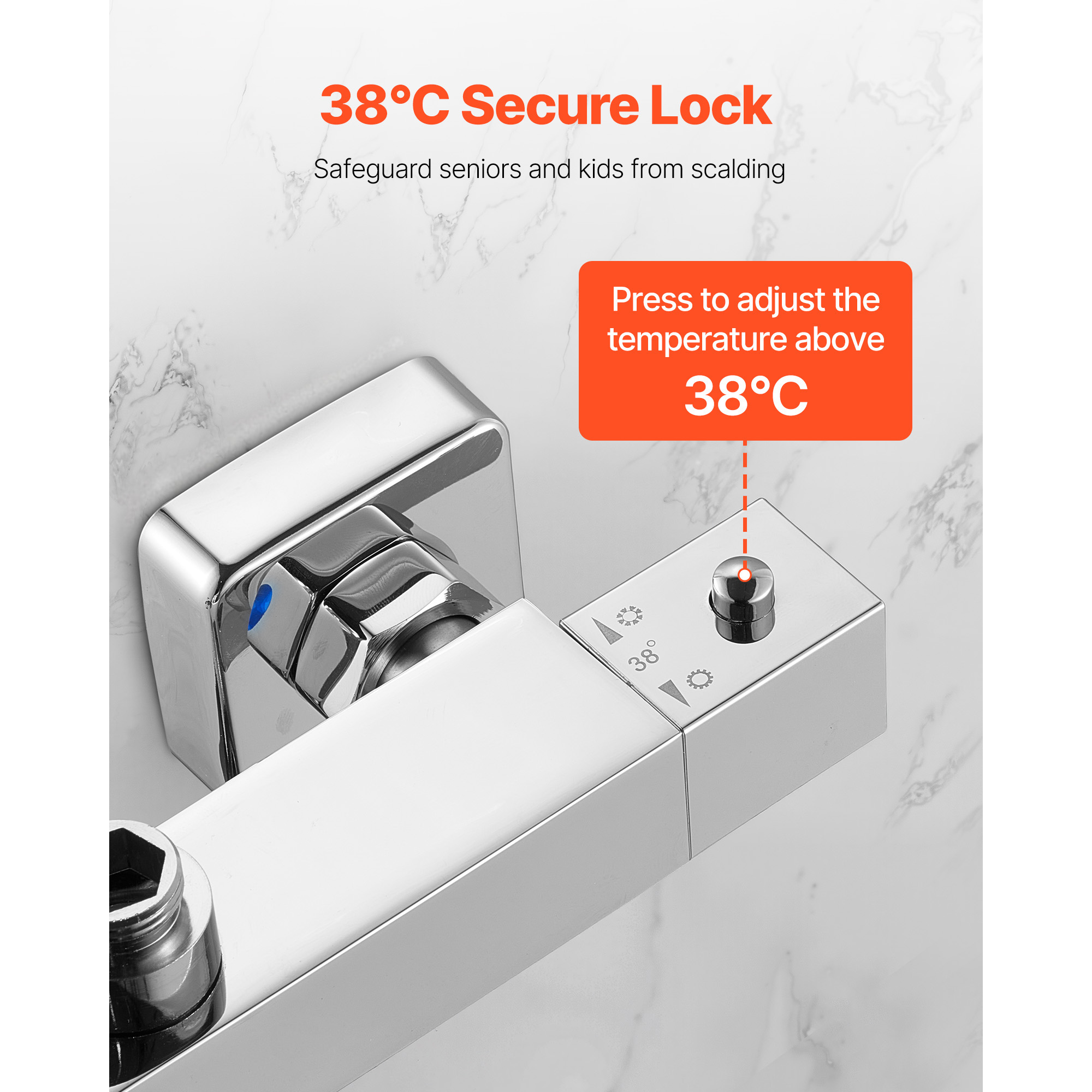 Mophorn Thermostatic Shower Faucet Valve, 38℃ Safety Lock Temperature ...