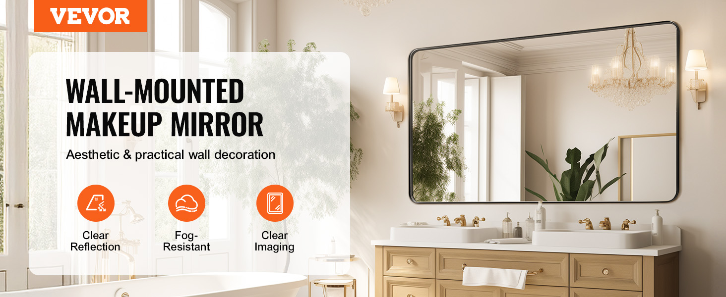 Miroir mural carré VEVOR 30" x 55" avec cadre en alliage d'aluminium ...