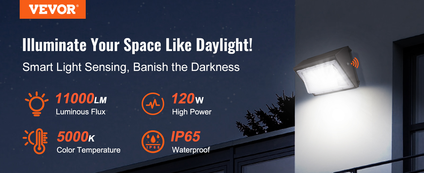 VEVOR Paquete de luces LED de pared, 120W 11000LM, 5000K Luces ...