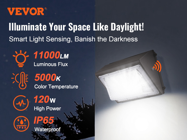 VEVOR 4PCs LED Wall Pack Lights, 120W 11000LM, 5000K Commercial Outdoor ...