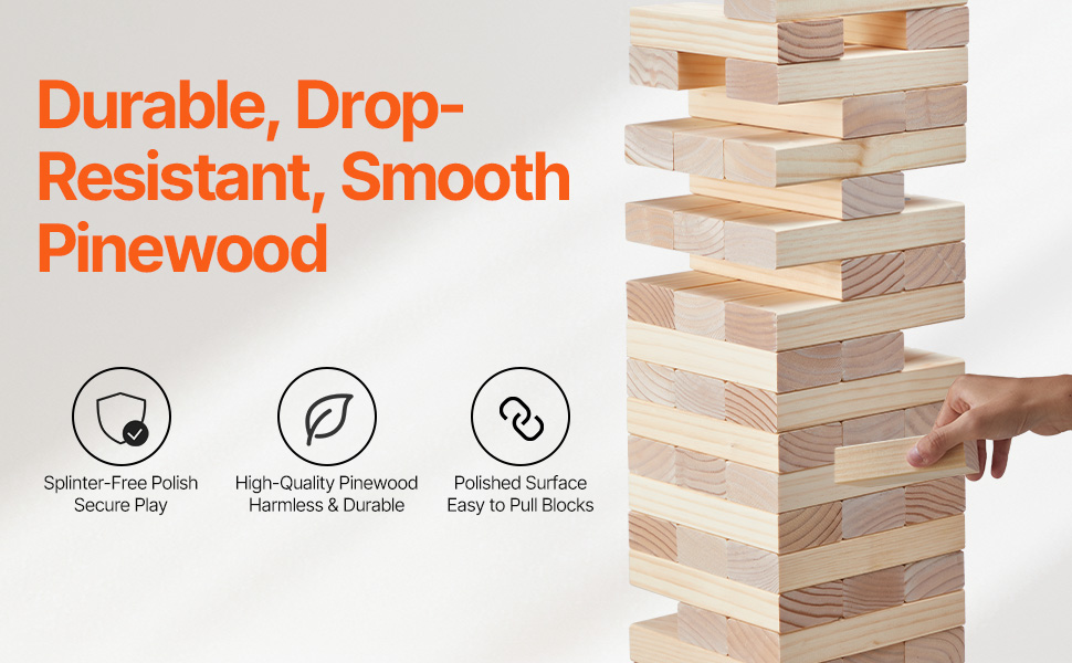 Tumbling Timber Toy 60 Blocks Giant Tumble Tower Blocks Game Pine Wood ...