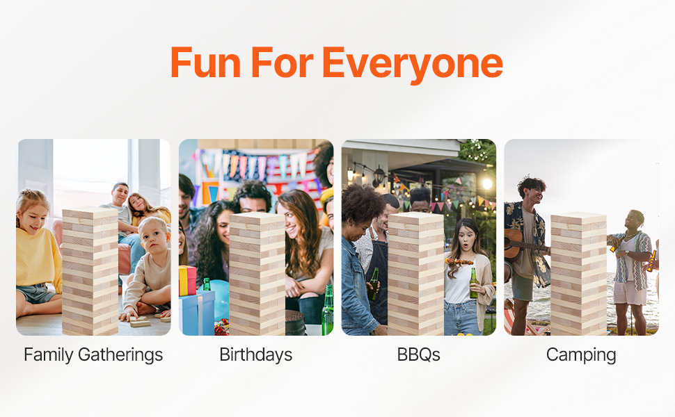 Tumbling Timber Toy 60 Blocks Giant Tumble Tower Blocks Game Pine Wood ...