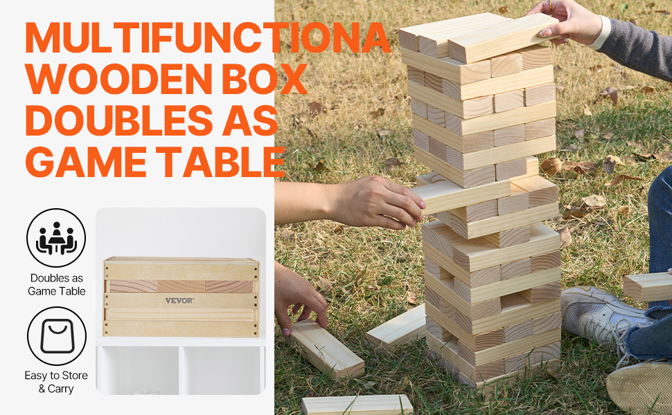 Tumbling Timber Toy 60 Blocks Giant Tumble Tower Blocks Game Pine Wood ...