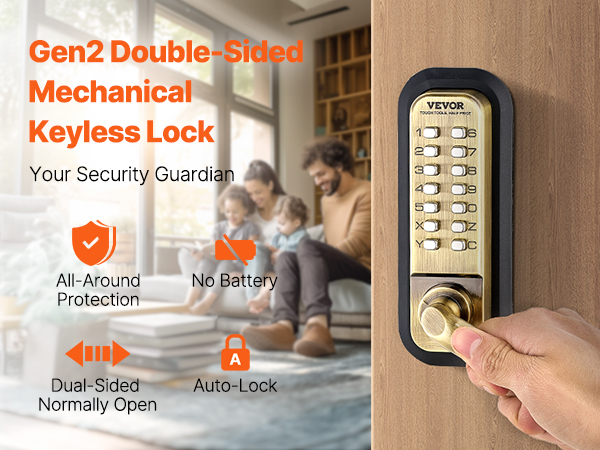 Mechanical Keyless Entry Door Lock 14 Key Mechanical Door Lock for ...