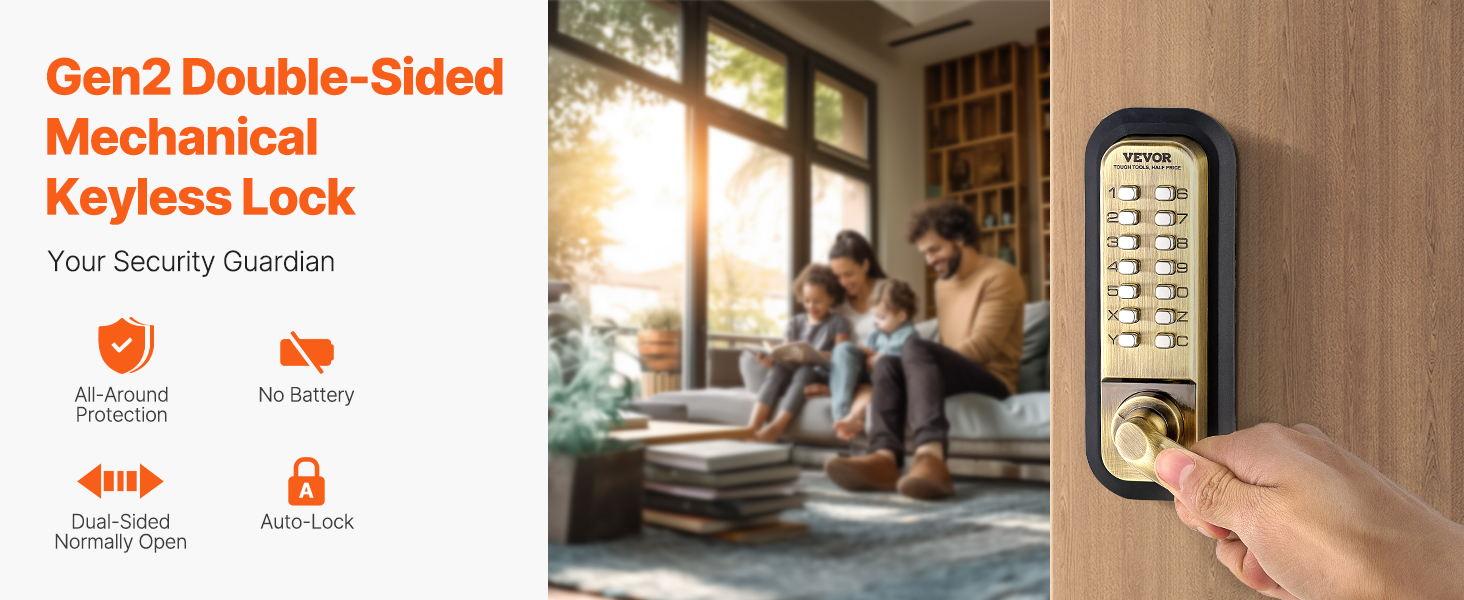 Mechanical Keyless Entry Door Lock 14 Key Mechanical Door Lock for ...